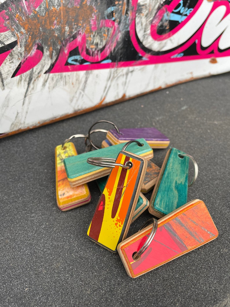 Recycled Skateboard Keychain - Etsy