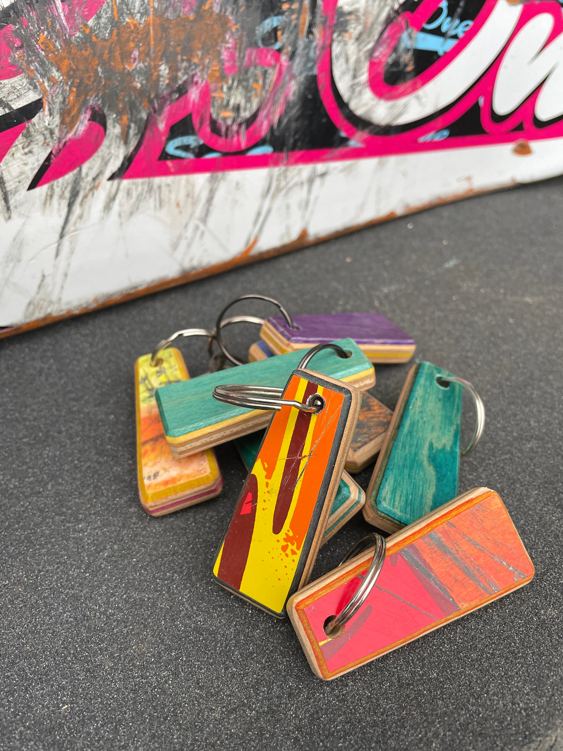 Recycled Skateboard Keychain - Etsy