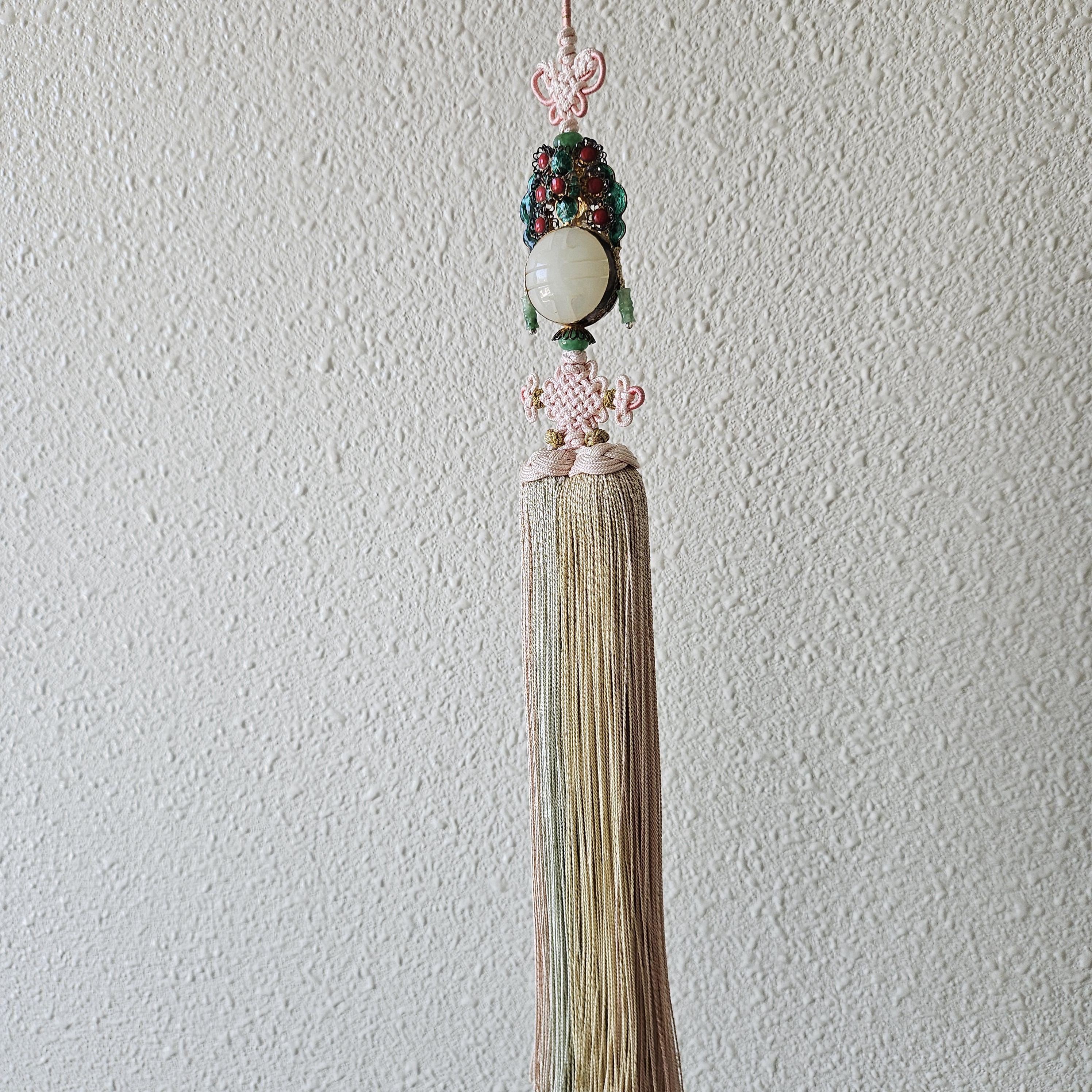 Double White Jade Wealth 37.5 Cm Norigae – Korean Traditional Silk ...