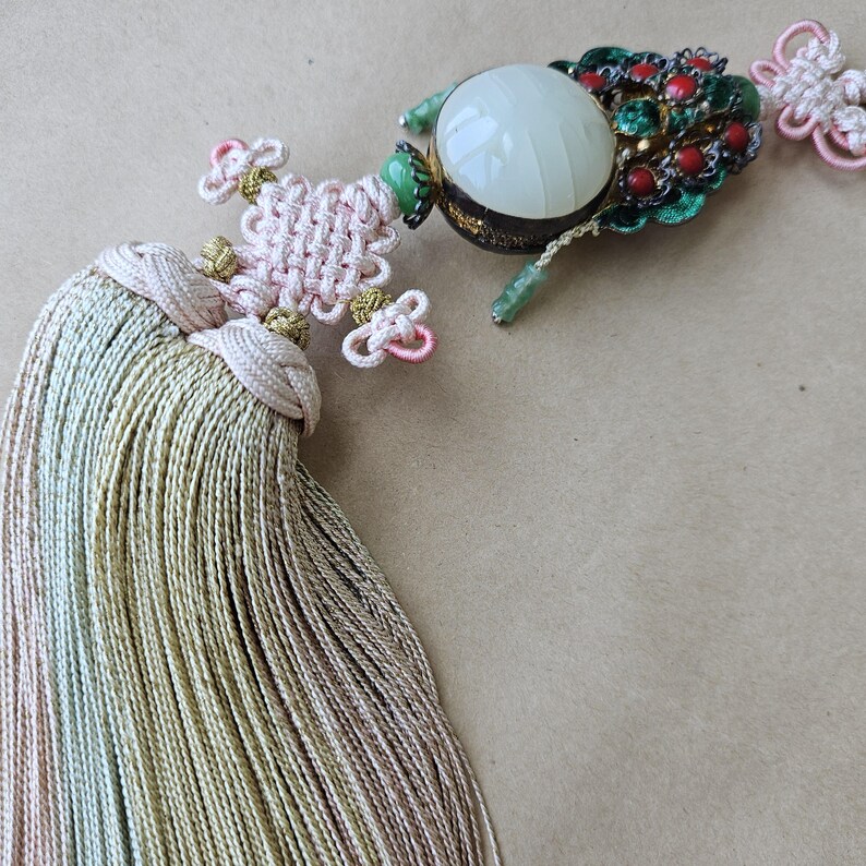 Double White Jade Wealth 37.5 Cm Norigae – Korean Traditional Silk ...