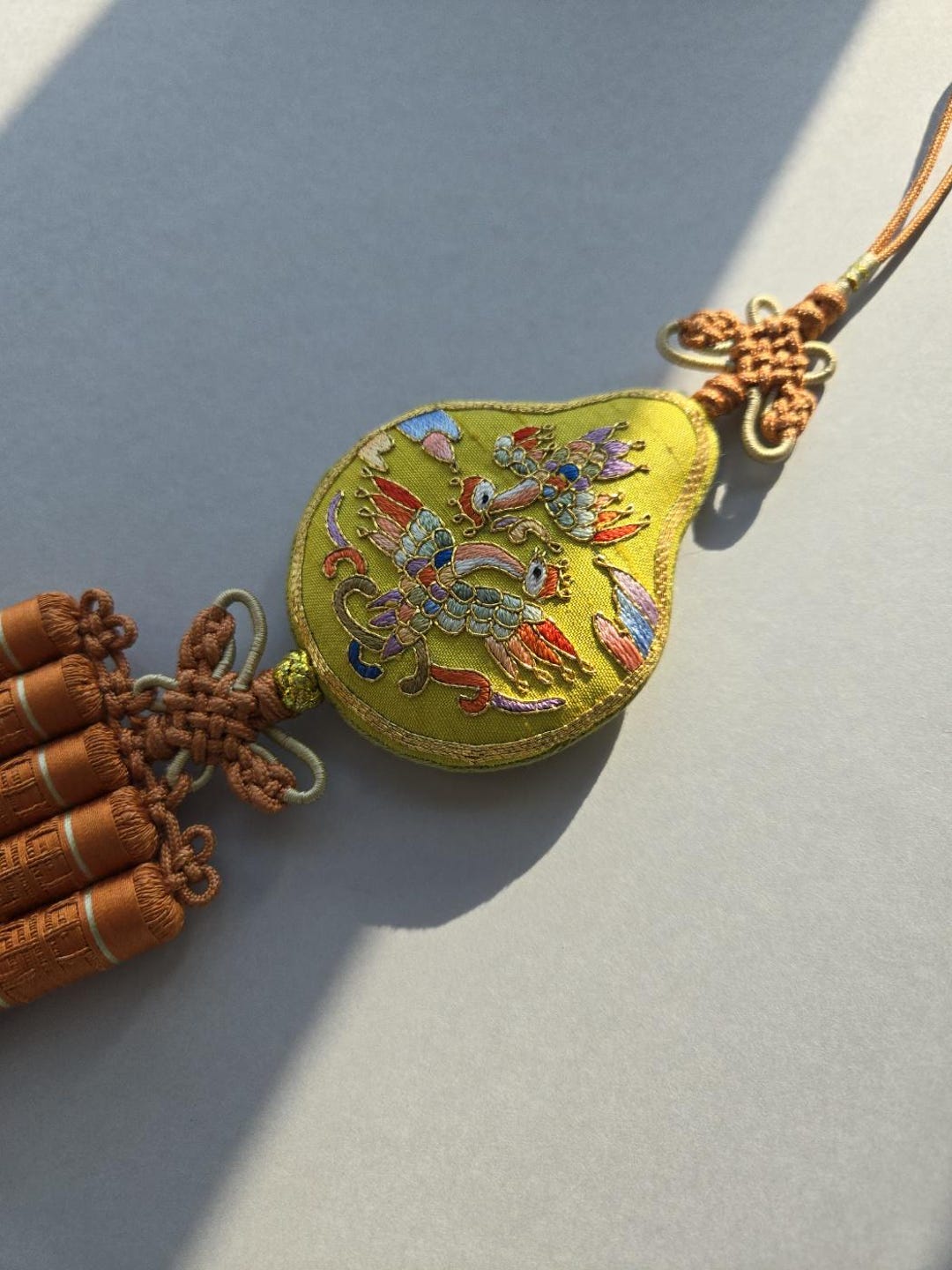 Handmade Korean Hanbok Orange Yellow Norigae | Silk Hanbok Ornament ...