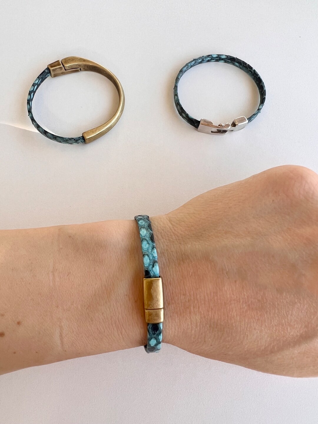 Real Python Snake Skin Leather Bracelet - Etsy UK