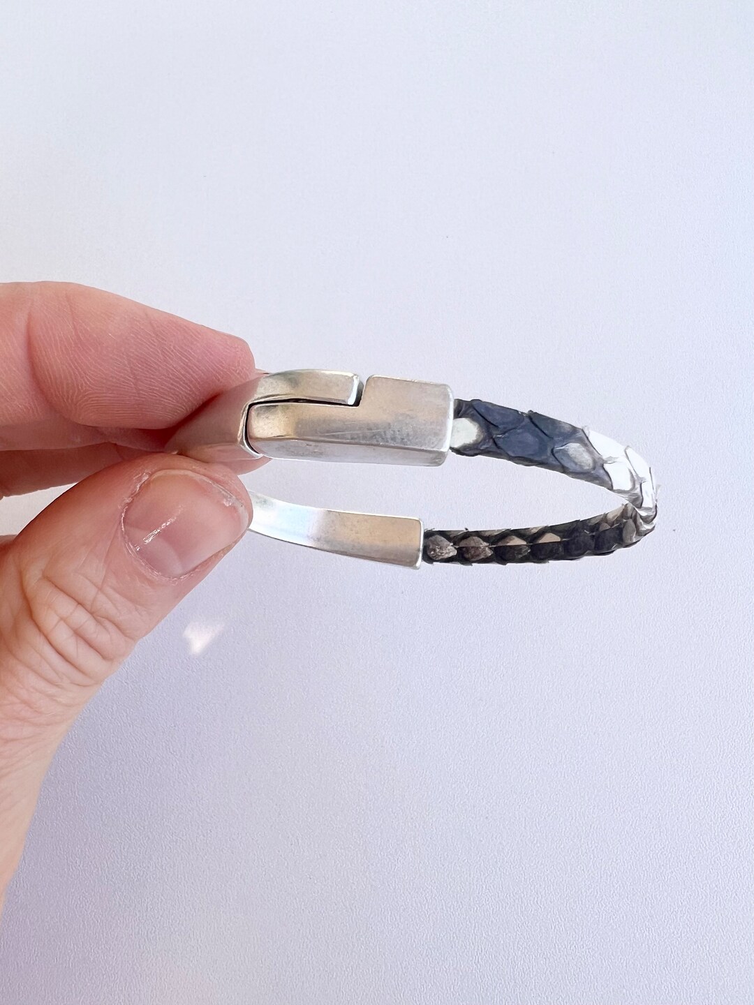 Real Python Snake Skin Leather Bracelet - Etsy