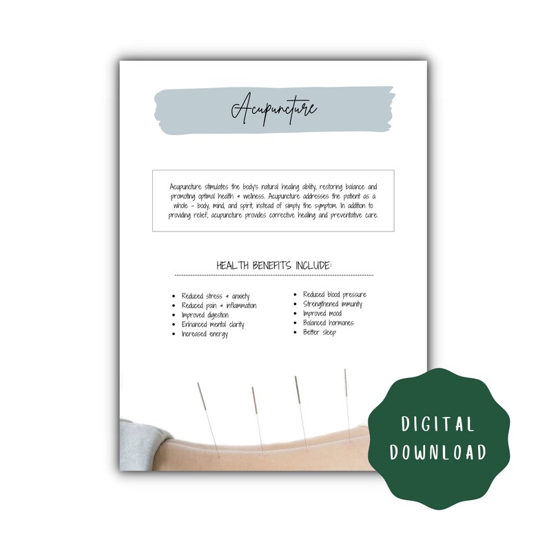 Acupuncture Poster Printable Poster, Digital Download, Acupuncture Art ...