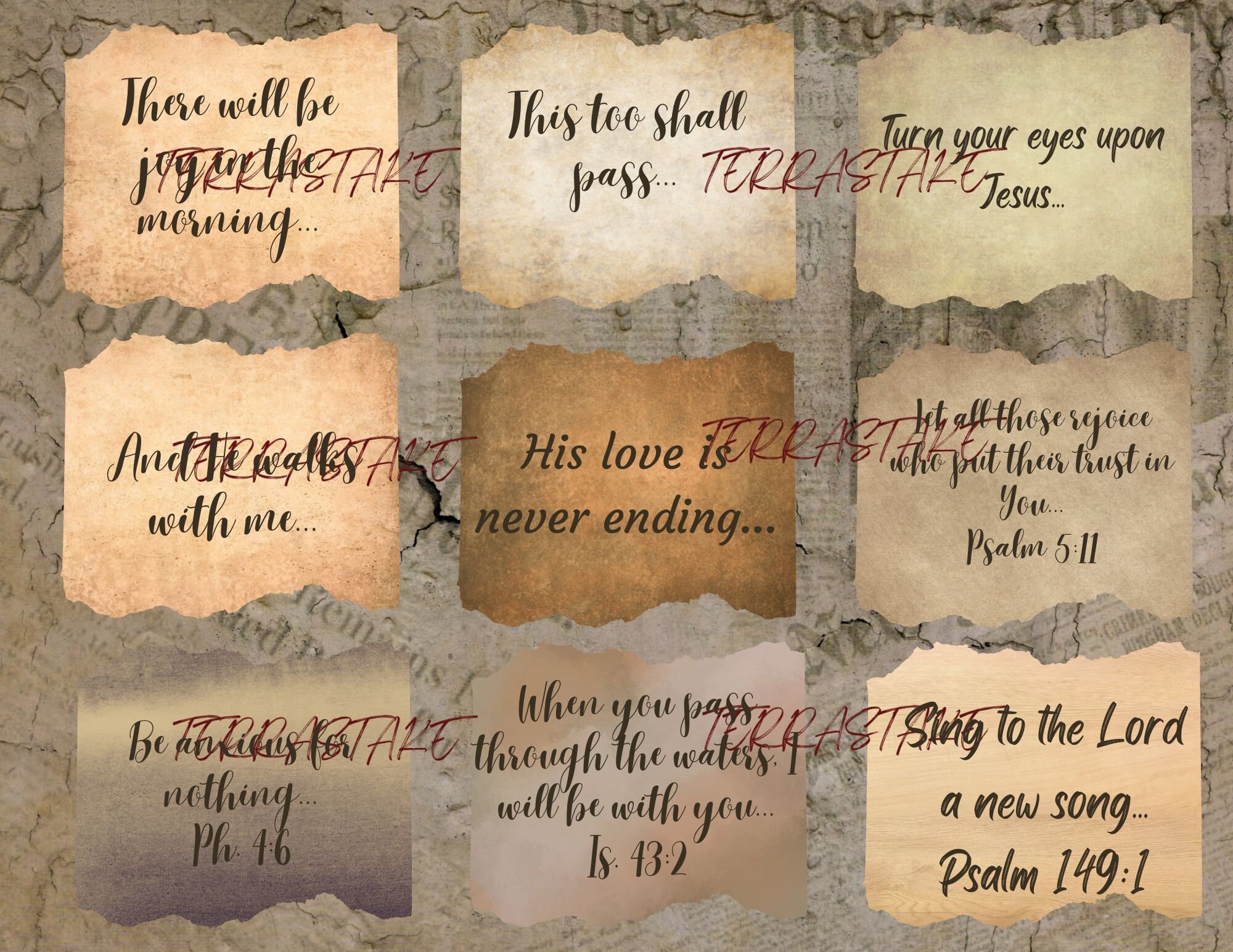 Scripture and Positive Word Scrap Snippets Digital Kit - Ephemera ...