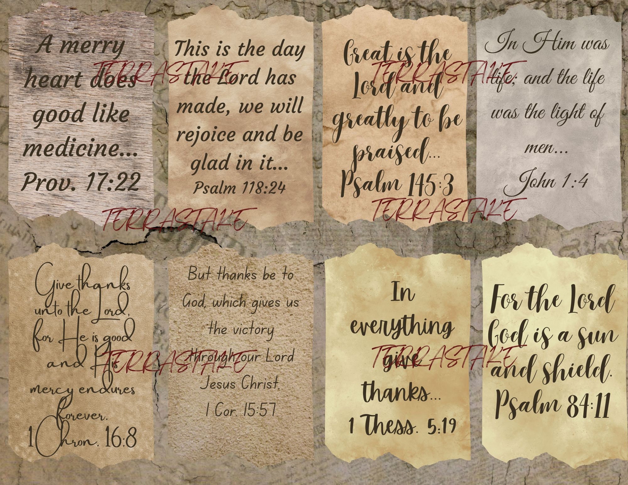 Scripture and Positive Word Scrap Snippets Digital Kit - Ephemera ...