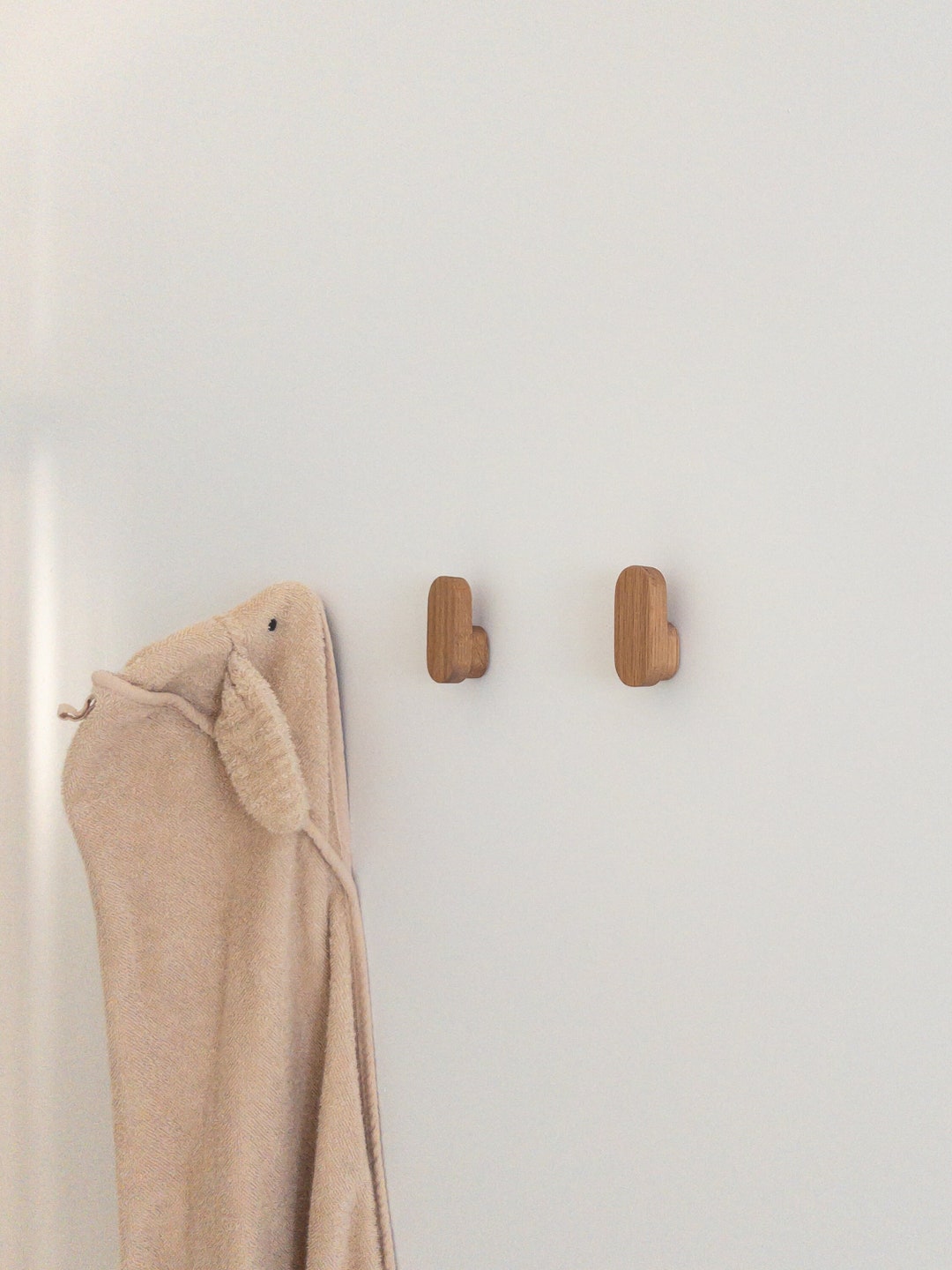 White Oak Wall Hooks Set of 3, Scandinavian Design, Wood Hanger ...