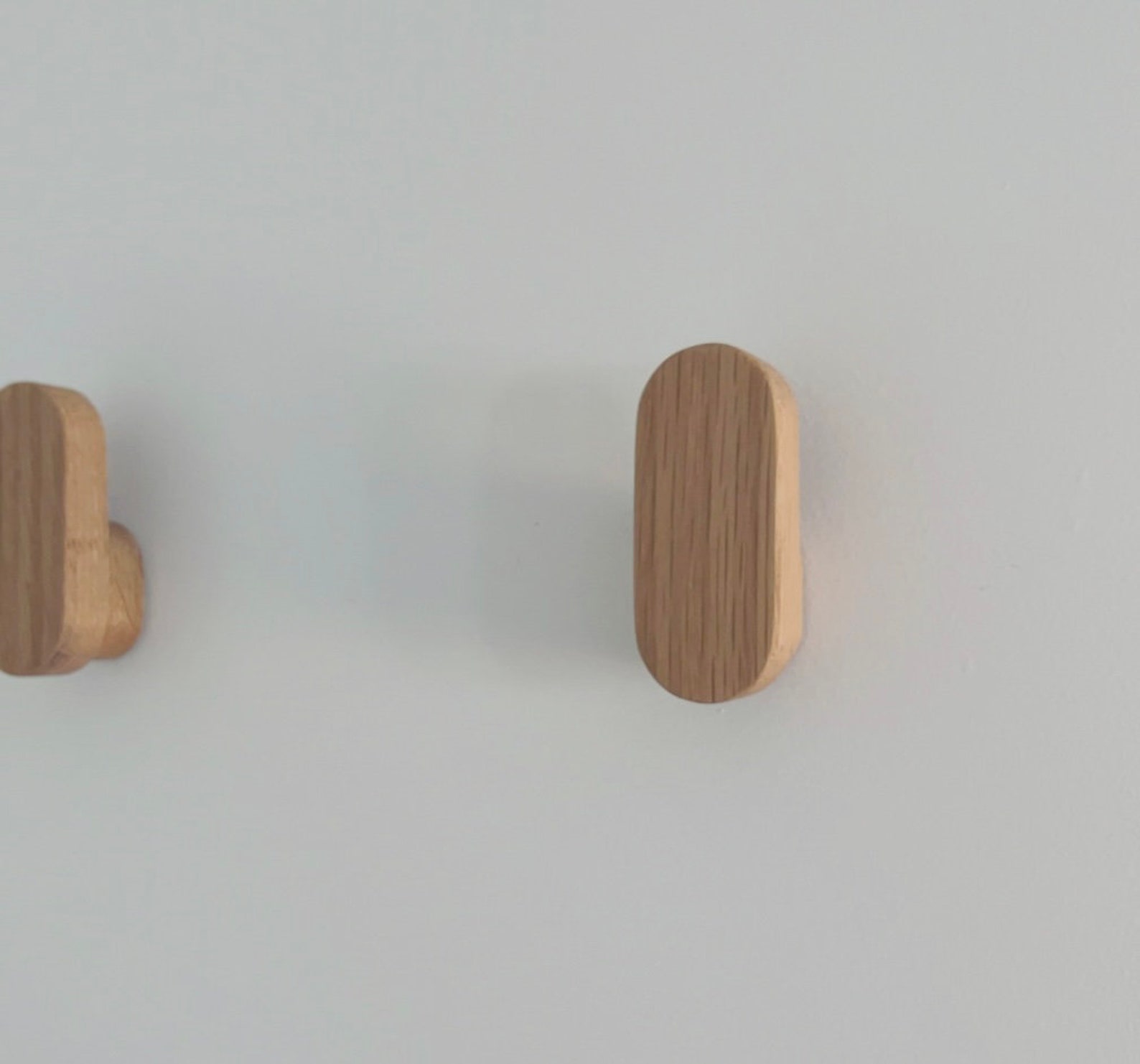 White Oak Wall Hooks Set of 3 Scandinavian Design Wood Hanger Bathroom Hanger Hooks Hanger Easy ...