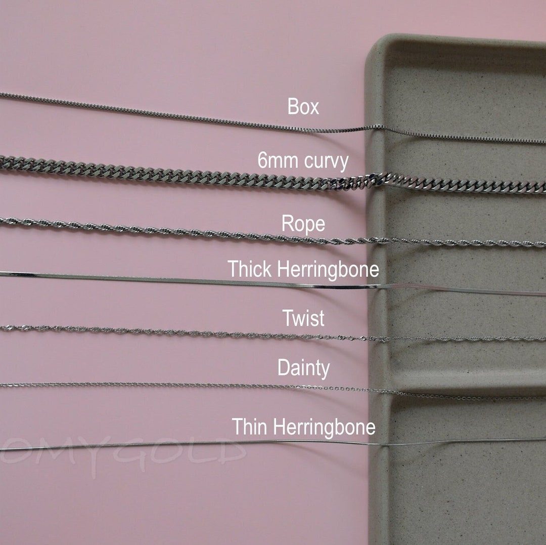 Silver Chain, Waterproof Curvy Dainty Link Chain, Women Stainless Steel ...