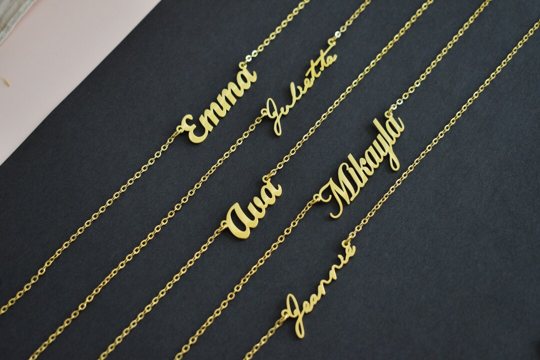 Gold Custom Name Necklace -nontarnish Gold Nameplate Necklace -name ...