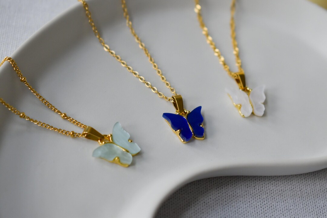 Gold Butterfly Chain Necklace, Gold Filled Butterfly Chain Necklace ...