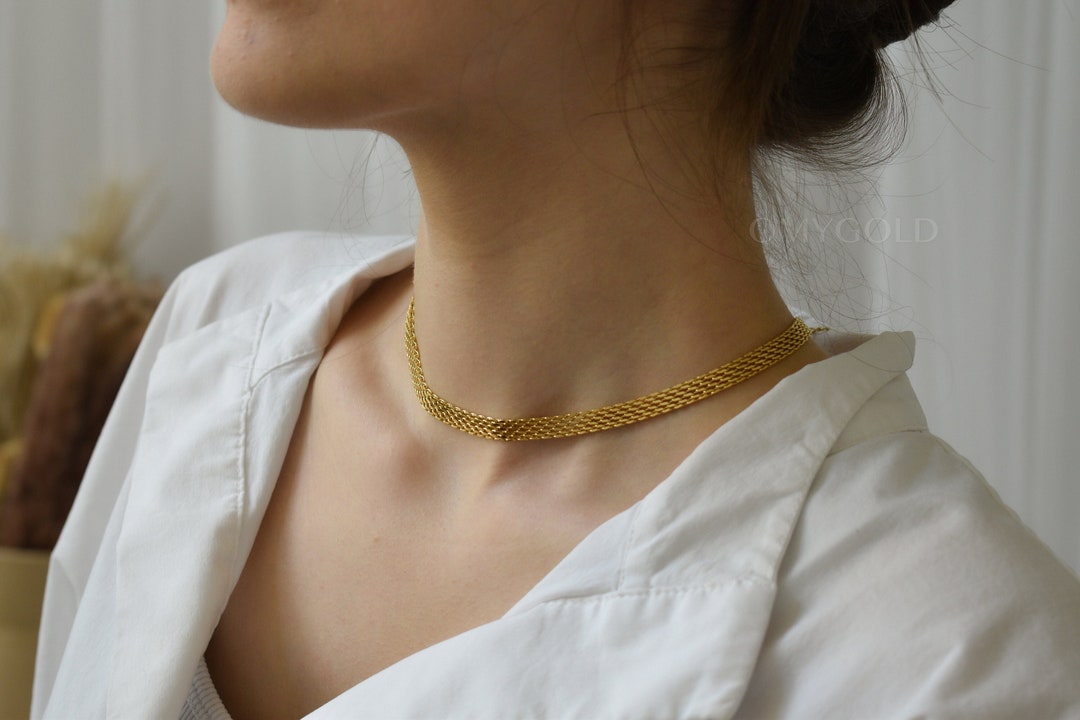 GOLD FILLED Mesh Choker Necklace Vintage Style Bracelet Mesh Retro ...