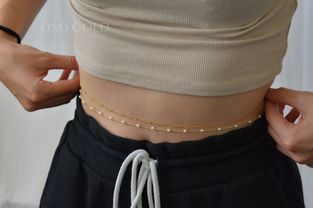 Gold Filled Belly Chain Gold Waist Chain Body Jewelry Pearl Chain ...