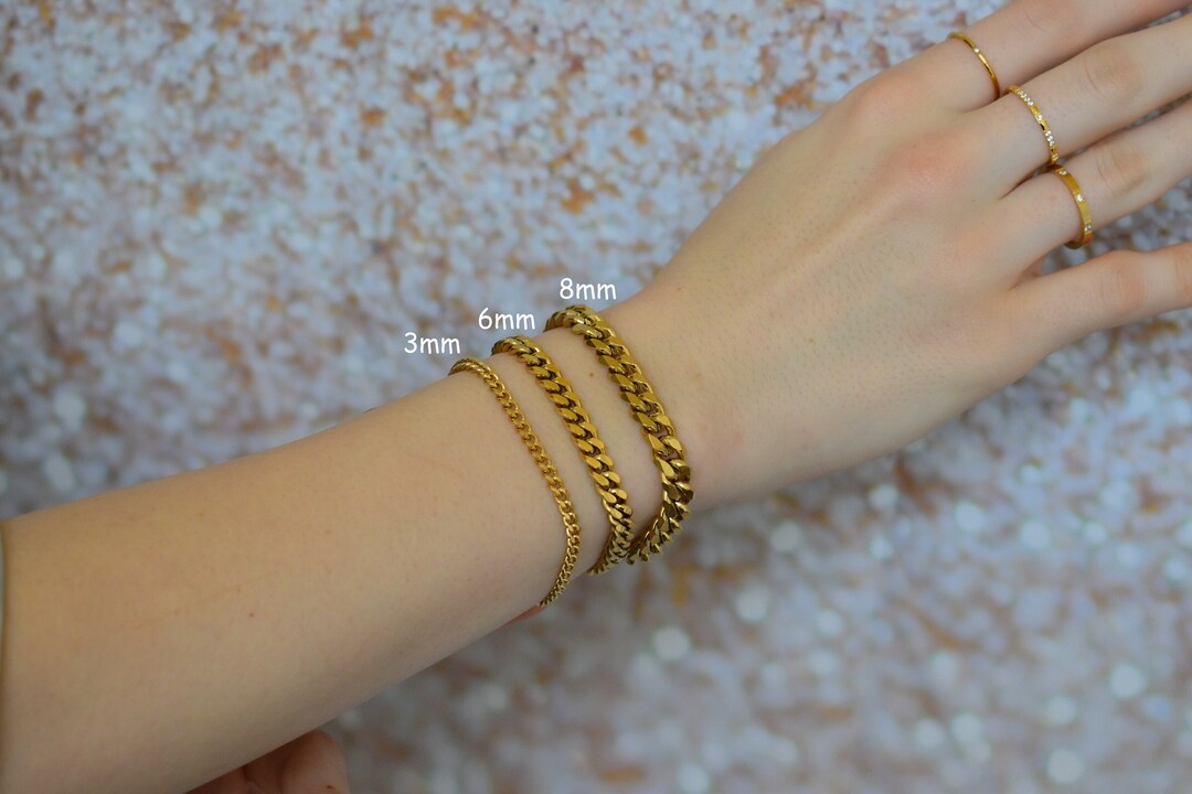 Gold Curvy Chains 3mm 6mm 8mm Curvy Bracelets Vintage Mesh - Etsy