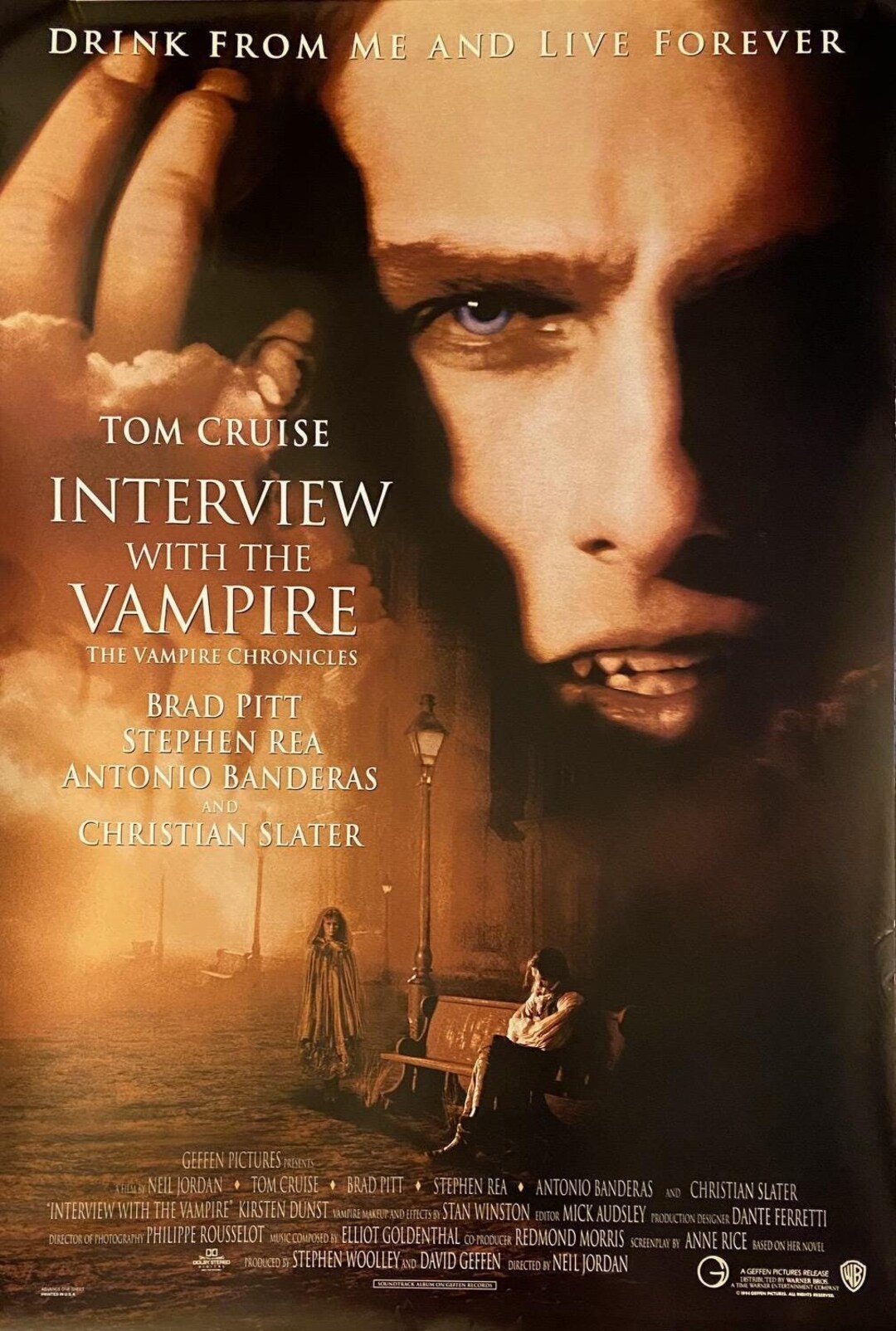 1994 'INTERVIEW WITH the VAMPIRE' Double Sided Advance Movie Poster W ...