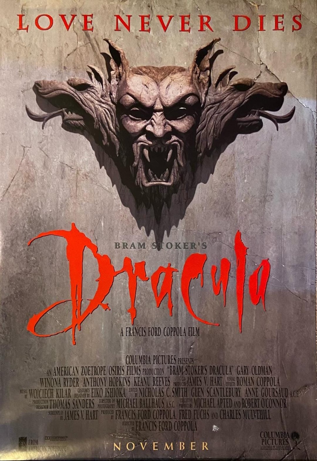 1992 'bram Stoker's DRACULA' Advance Movie Poster - Double-sided Near ...