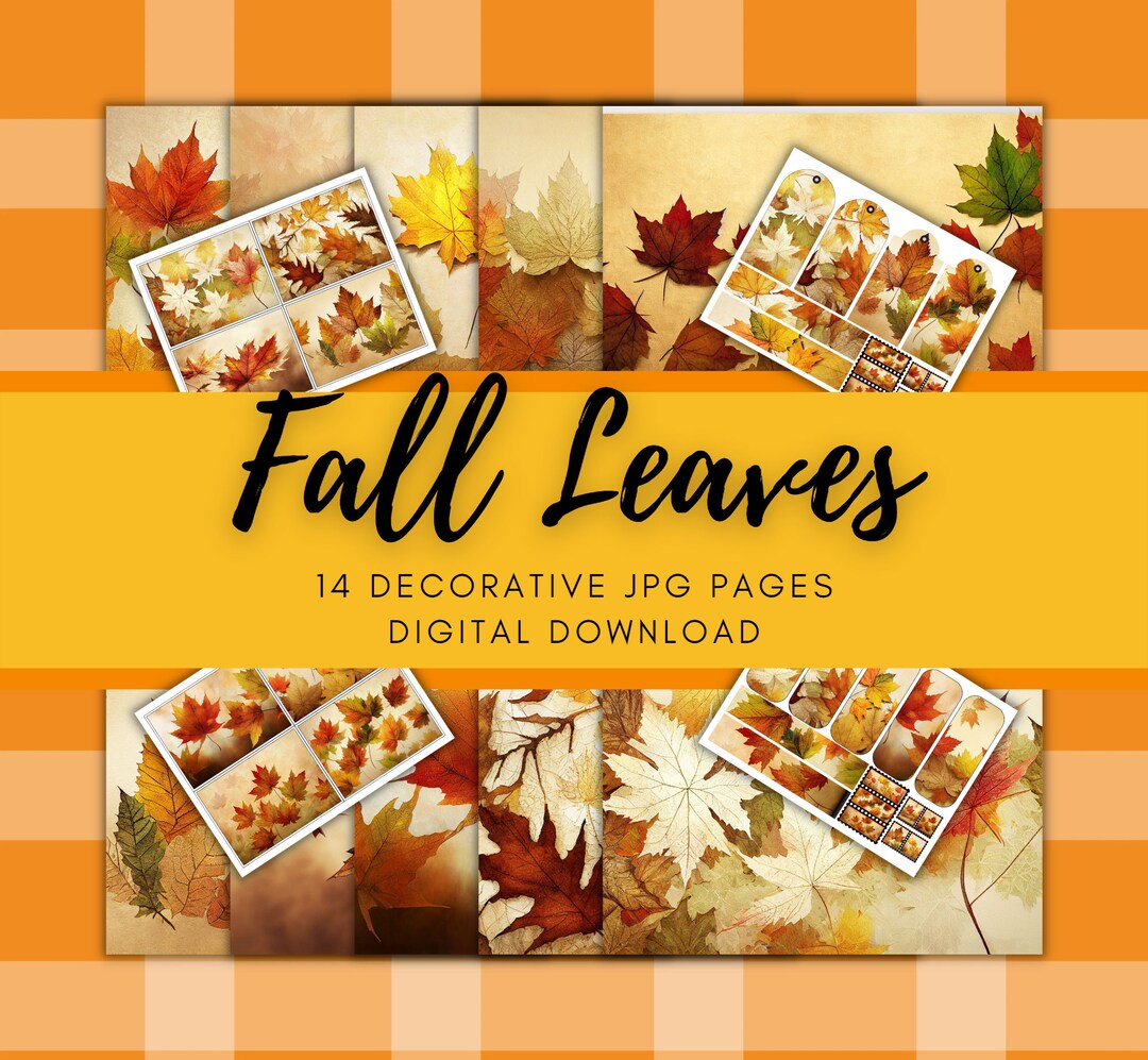 14 Fall Leaves Printable Pages JPG Maple Leaves | Junk Journaling ...