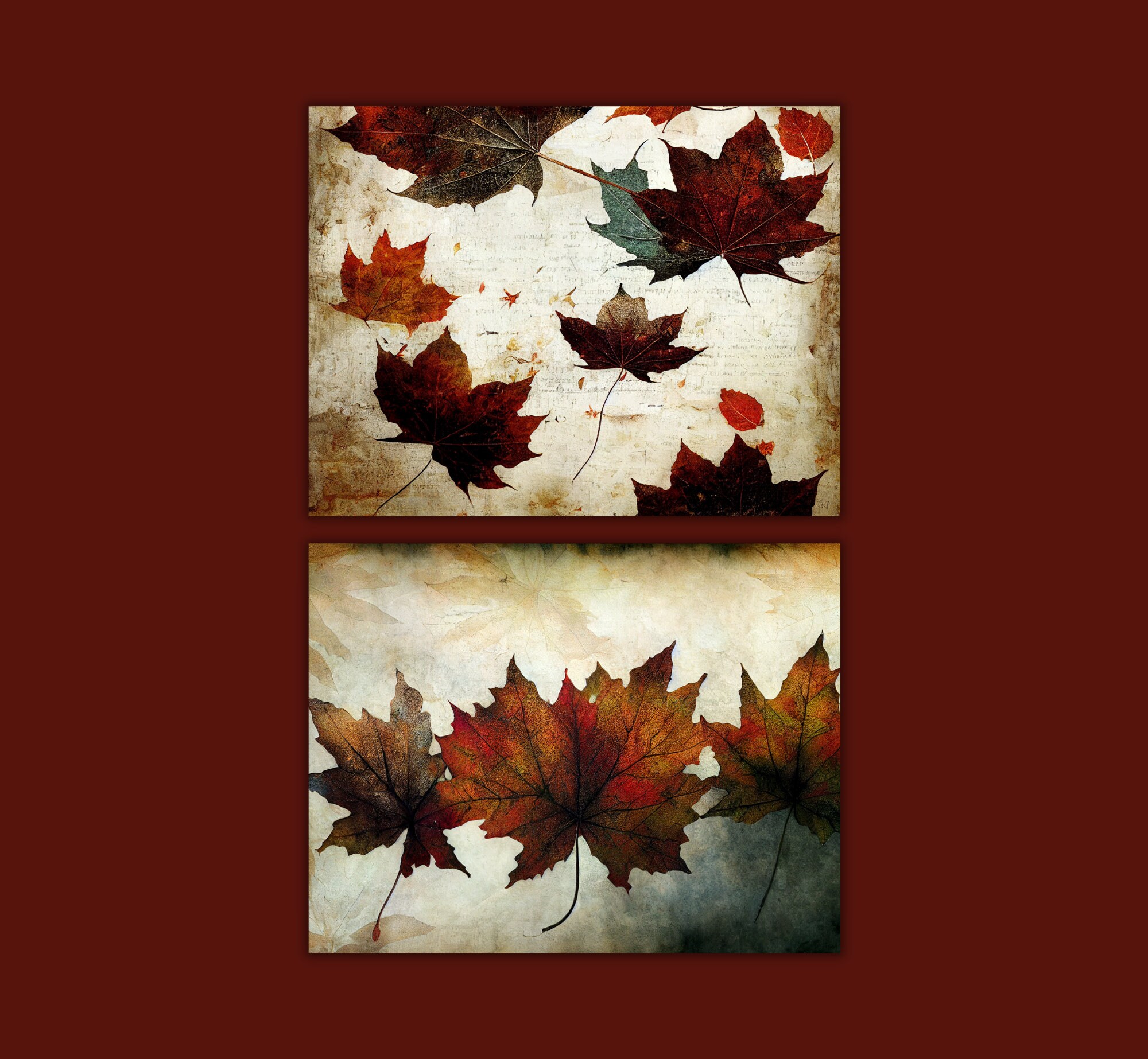 10 Fall Maple Leaf Printable Pages PNG | Junk Journaling | Mixed Media ...