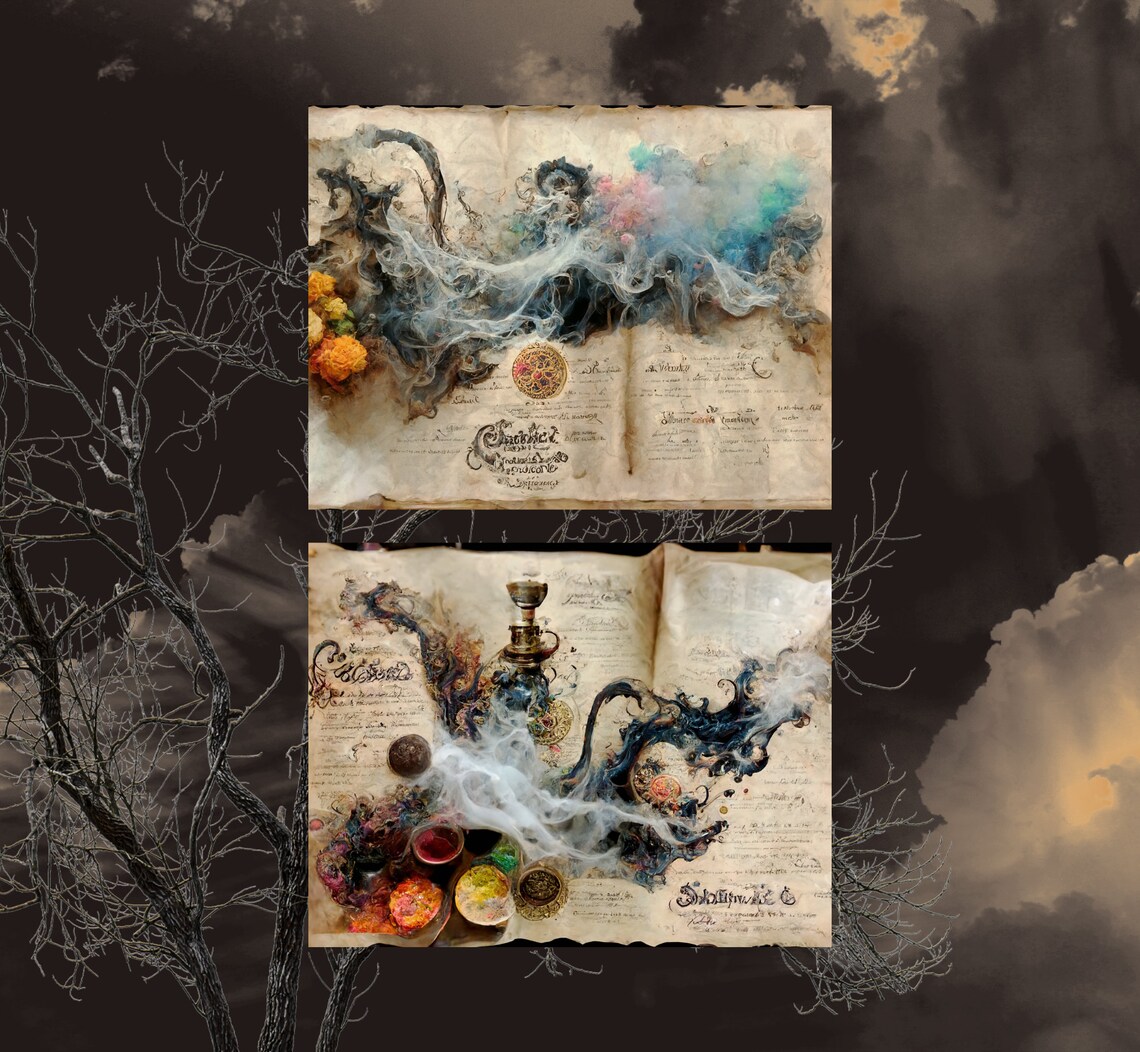 10 Whimsical Magic & Potions Printable PNG | Junk Journal Pages | Mixed ...