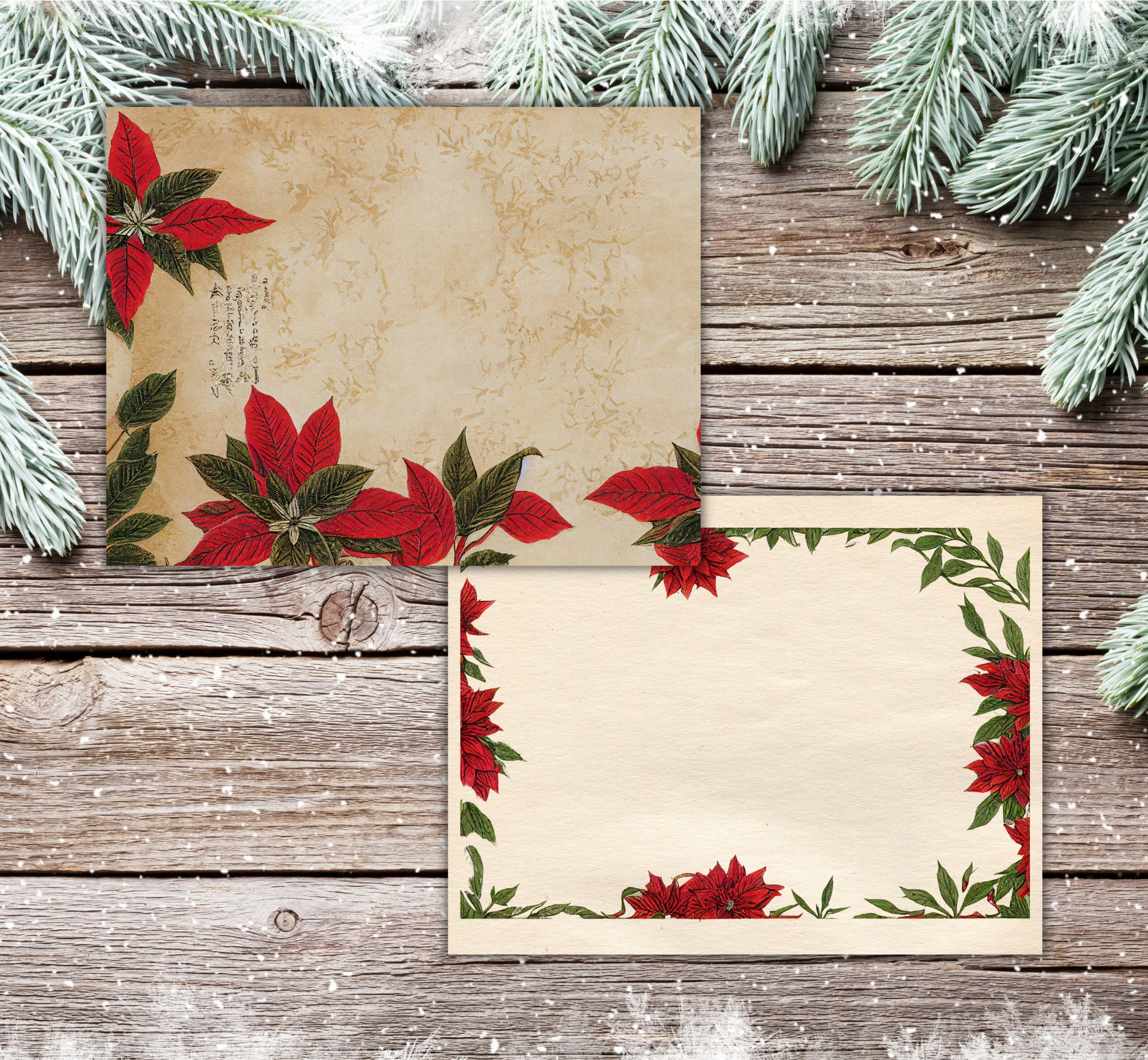 10 Christmas Poinsettia Printable PNG | Junk Journal | Mixed Media ...