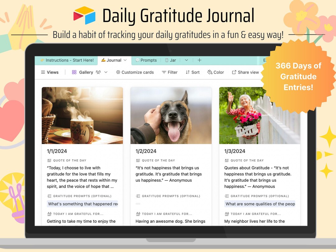 Daily Gratitude Journal | Modern Gratitude Log + 366 Quotes ...