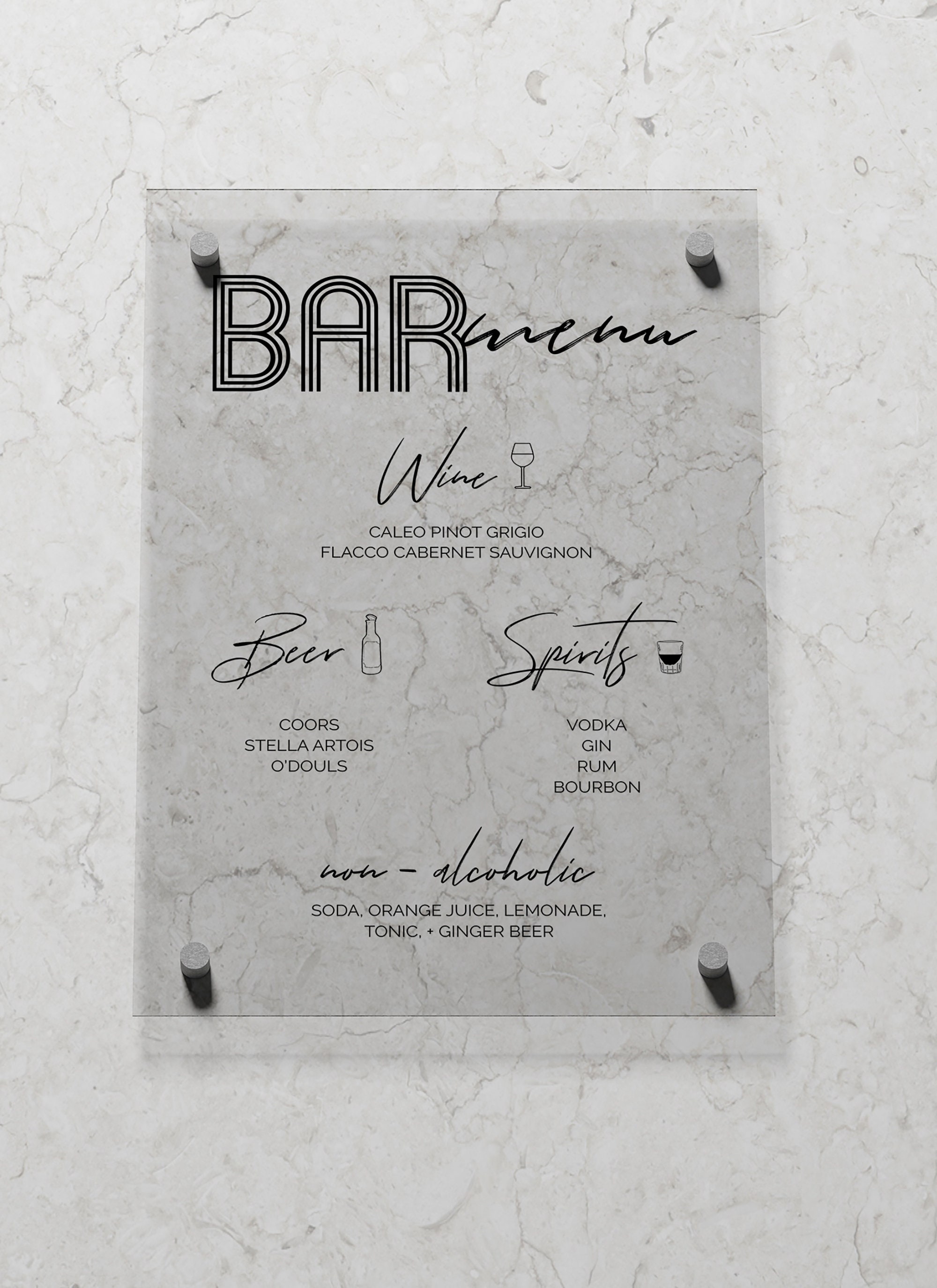 Retro Bar Sign | Digital Download | Modern Wedding Sign | Bar Menu ...