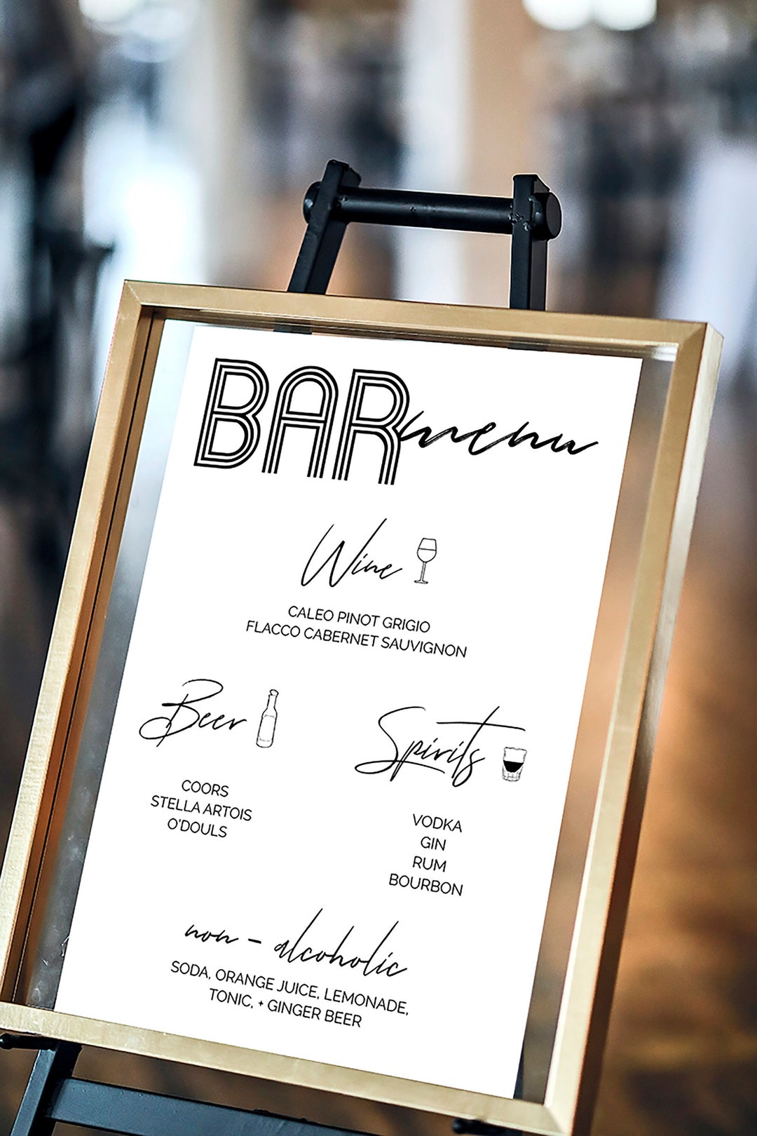 Retro Bar Sign | Digital Download | Modern Wedding Sign | Bar Menu ...