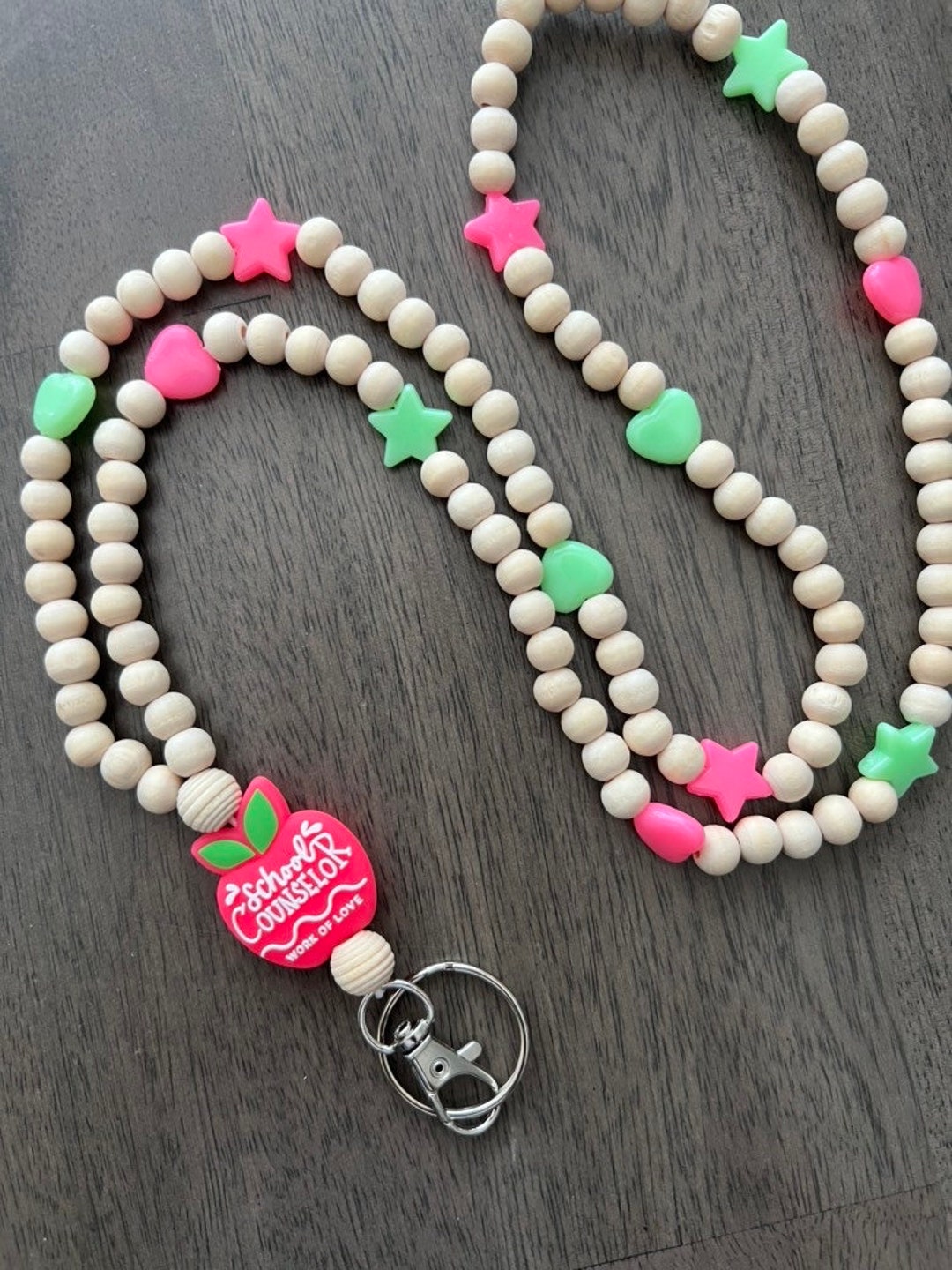 School Counselor Lanyard - Wood/stars/hearts - Etsy
