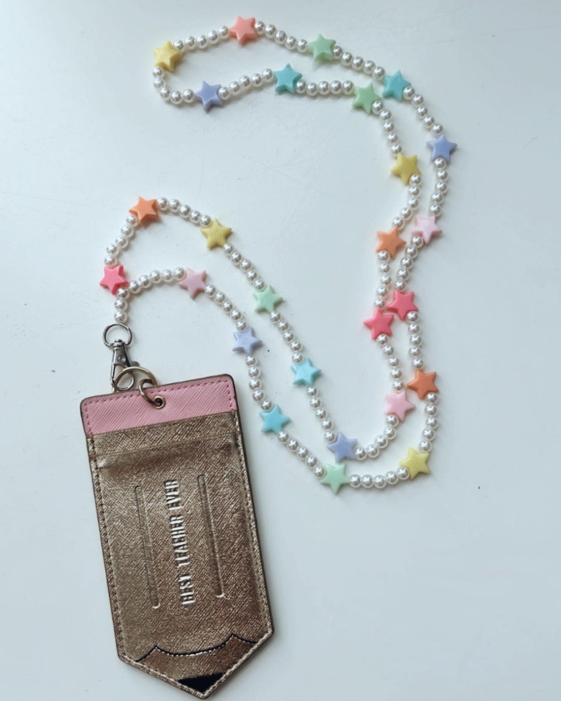 Custom PEARL and STARS Beaded Lanyard- Star Lanyard\teachers ...