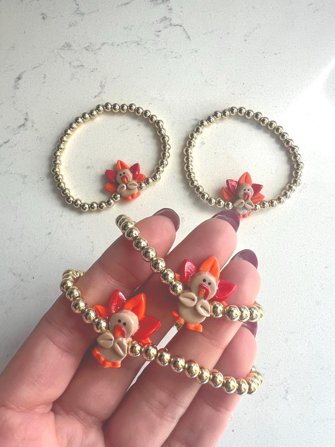 Fall Turkey Beaded Gold Bracelets • Beads, Turkey, Thanksgiving, Fall ...