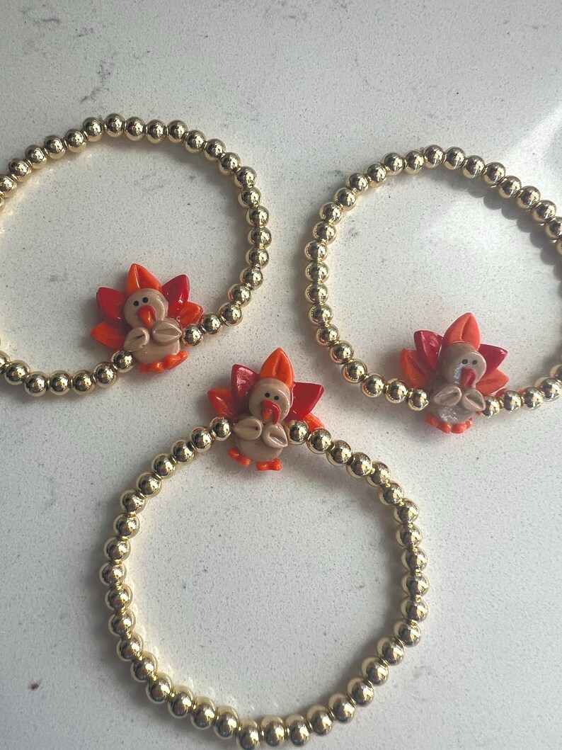 Fall Turkey Beaded Gold Bracelets • Beads, Turkey, Thanksgiving, Fall ...