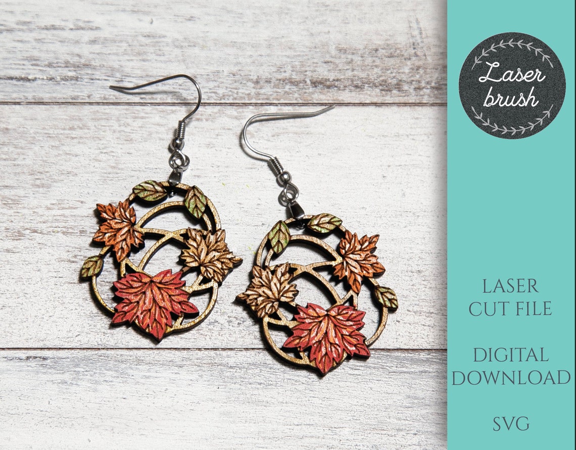 Fall Earrings SVG Oak and Maple Leaves Earrings Digital File - Etsy