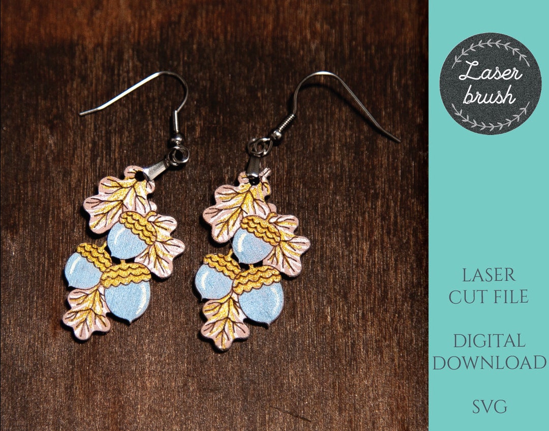 Fall Earrings SVG, Acorn and Oak Leaves and Earrings Digital File ...