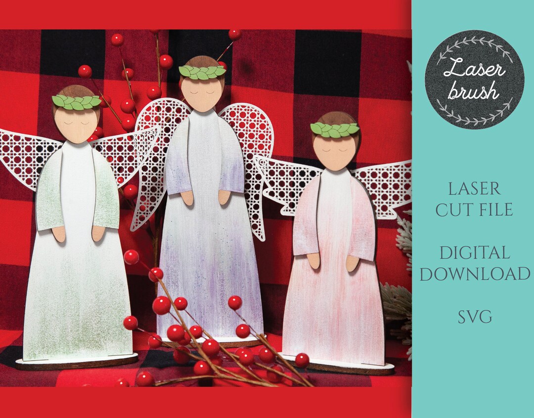 Christmas Primitive Angels SVG, Christmas Shelf or Mantel Decor, Rattan ...
