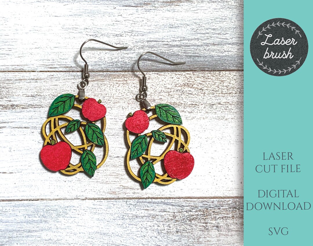Fall Earrings SVG Apples and Leaves Earrings Digital File - Etsy