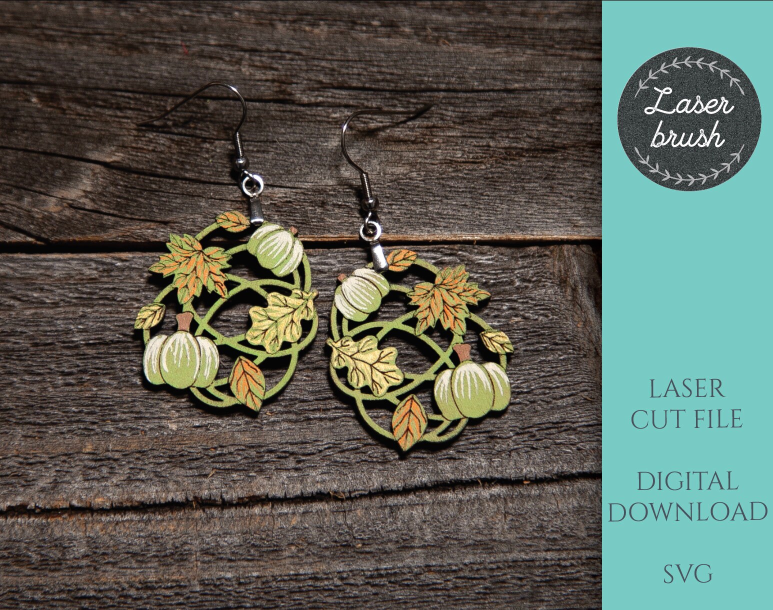 Fall Earrings SVG Pumpkins and Leaves Earrings Digital File - Etsy