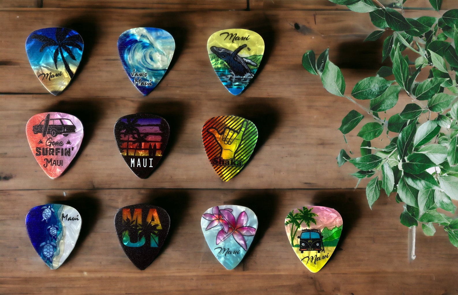 Guitar Picks Set 10 Cool Maui Guitar Picks / Guitar Picks Lovers /gift ...