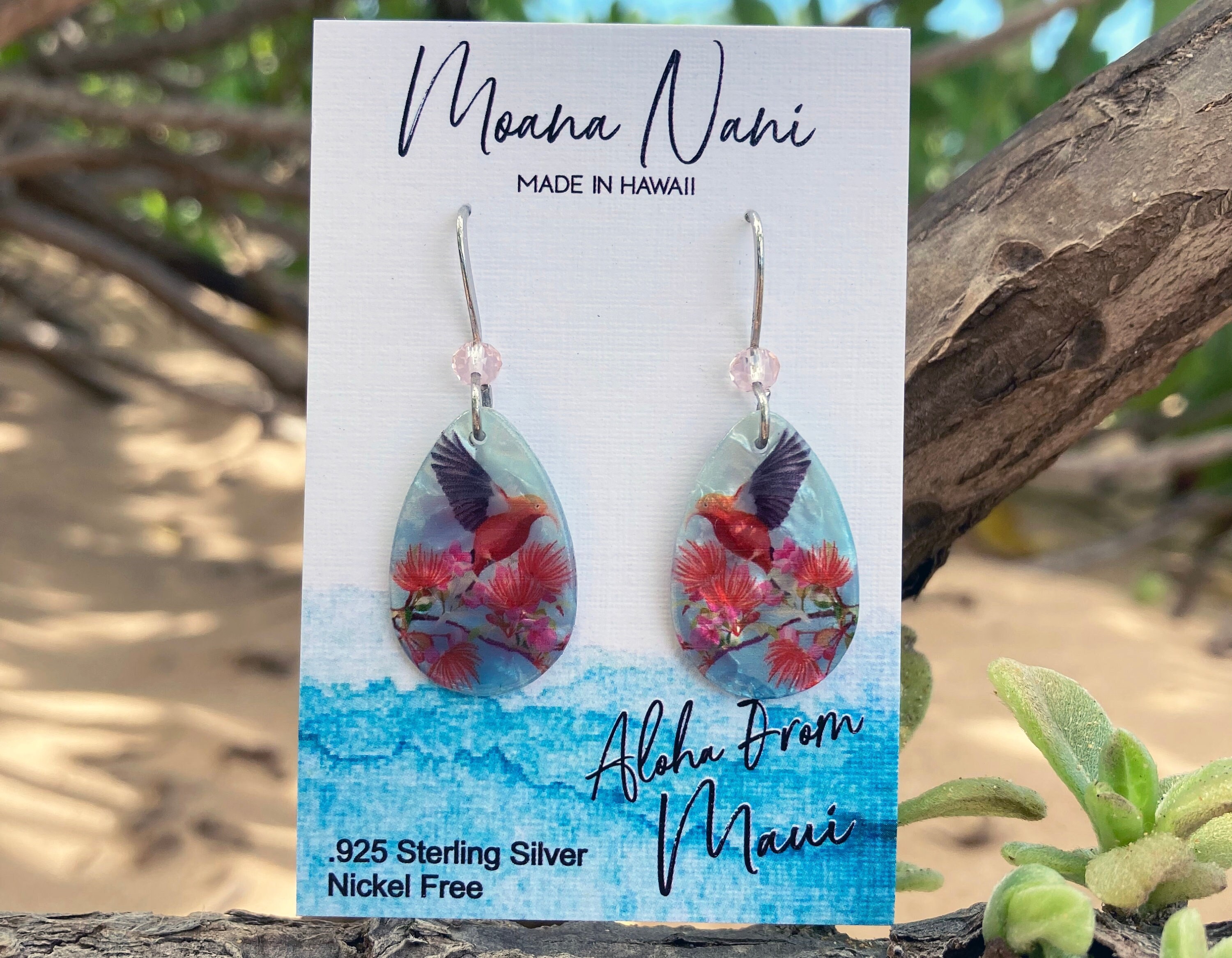 Moana Nani Hawaiian Symbol Earrings: Ohia Lehua & Iiwi. - Etsy