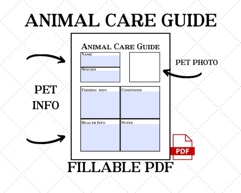 Animal Care Guide - Fillable PDF - Etsy