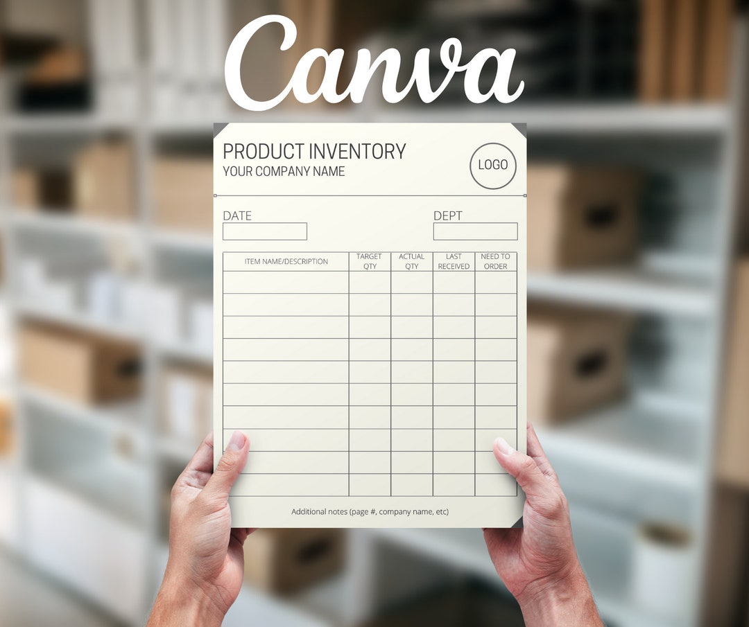 Inventory Tracking Form Canva Template for Inventory Management, Small ...