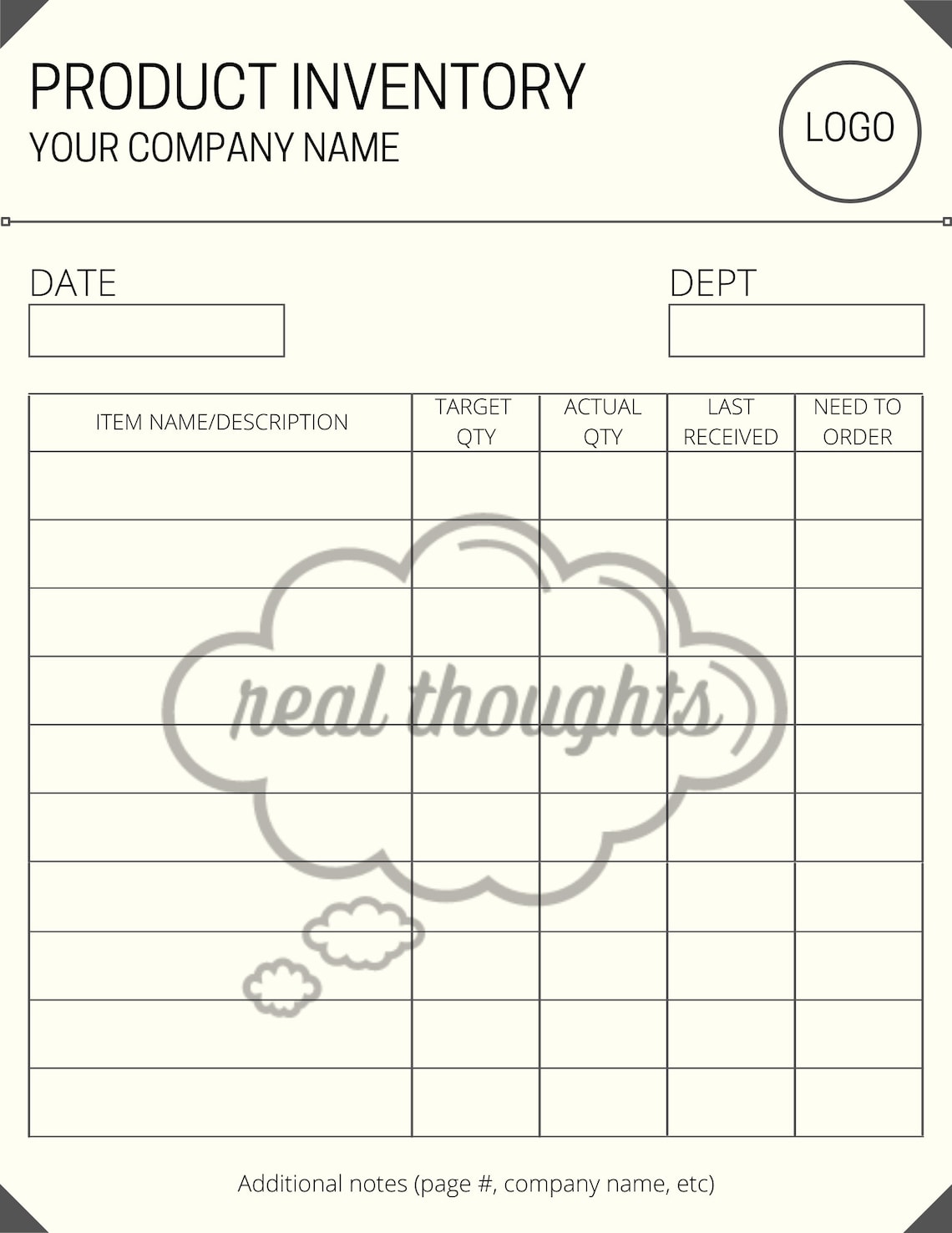 Inventory Tracking Form Canva Template for Inventory Management, Small ...
