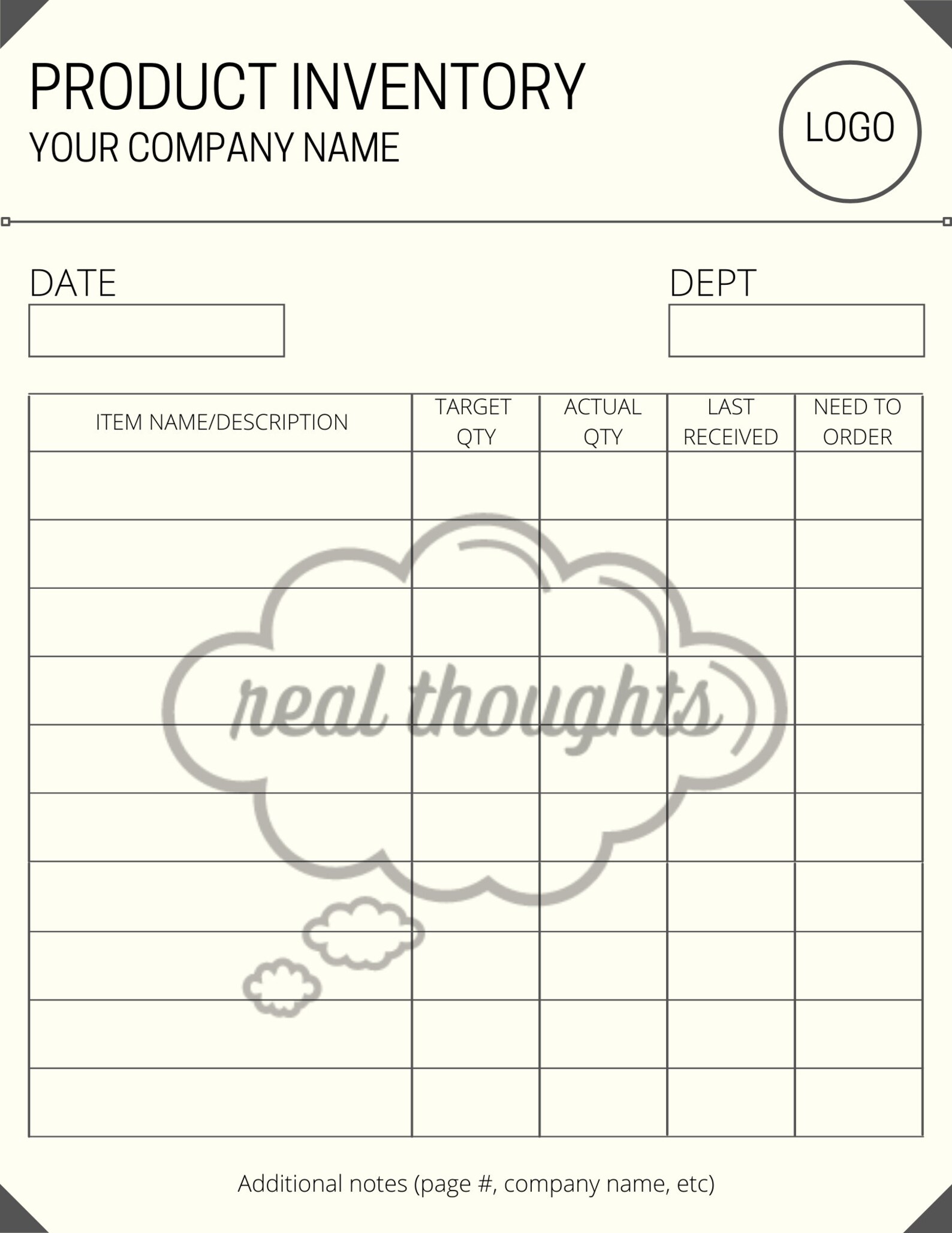 Inventory Tracking Form Canva Template for Inventory Management, Small ...