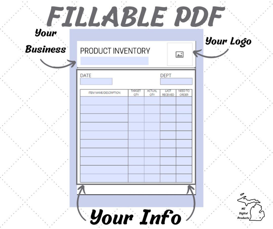 Fillable PDF Download Inventory Tracking Sheet - Etsy