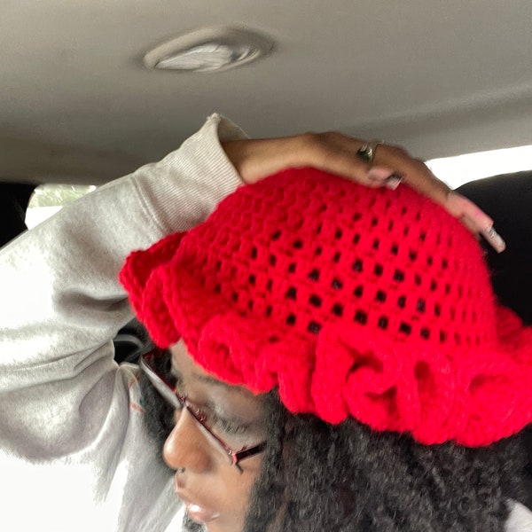 Crochet Ruffle Hat - Etsy
