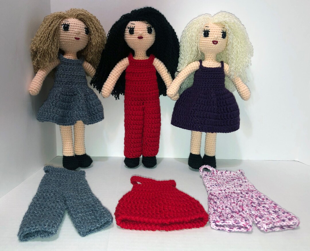 3 Doll Friends Set and 6 Outfits Clothing, Keepsake Toy Heirloom, Soft ...