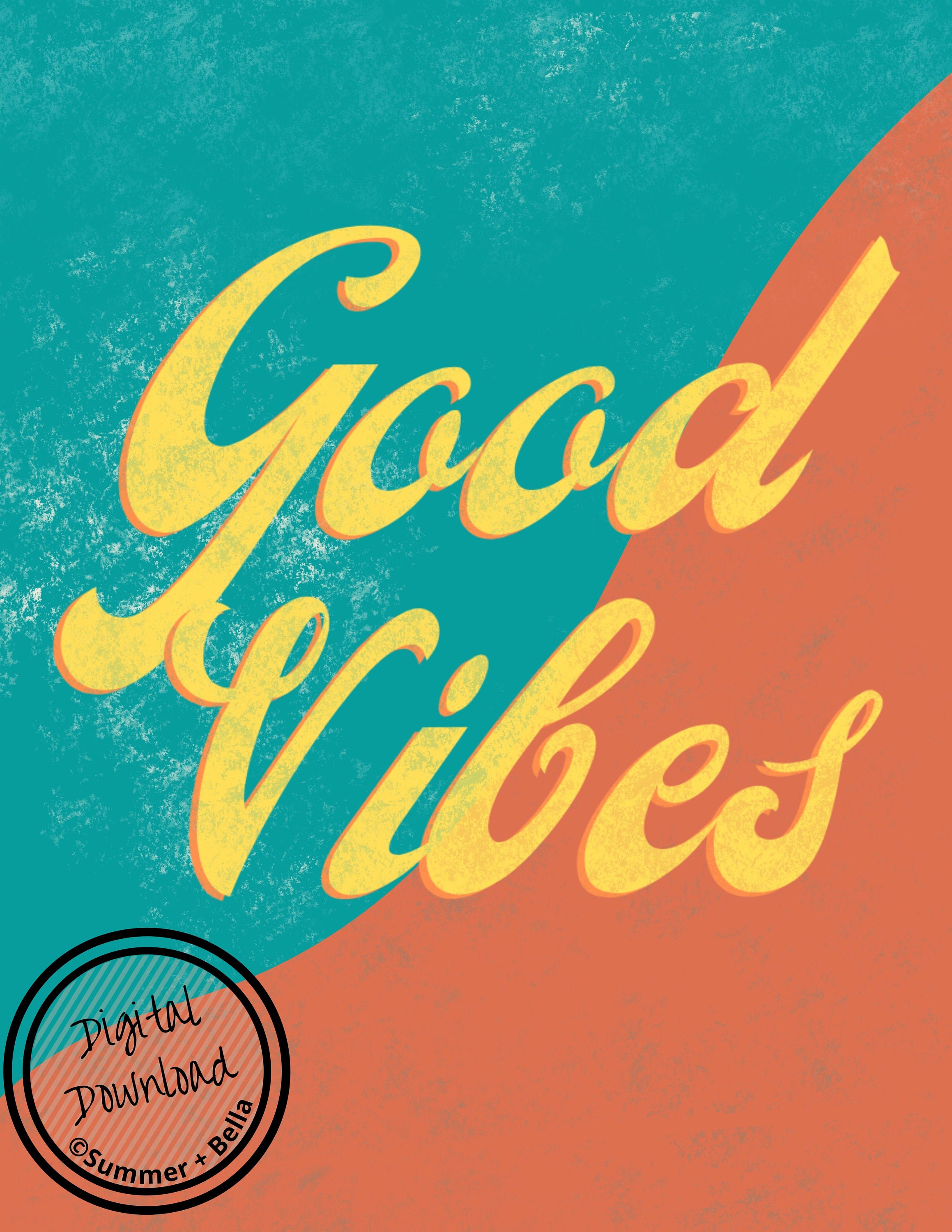 ART 65 Retro Wall Art Good Vibes Poster Instant Digital - Etsy