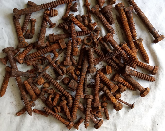 4 1/2 Lbs Rusty Screws & Bolts 1/2' In-6" in Various Sizes Crafts,art ...