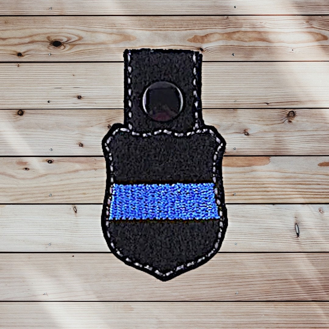 Blue Line Police Badge Snap Tab/keychain/zipper Pull/bag Tag - Etsy