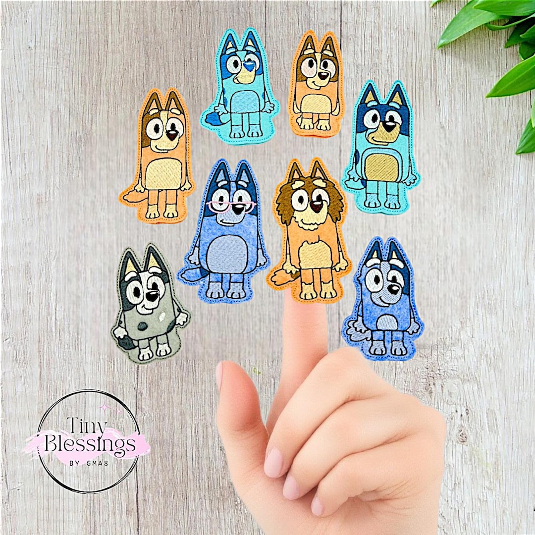 Blue Dog and Family Felt Finger Puppets - Etsy