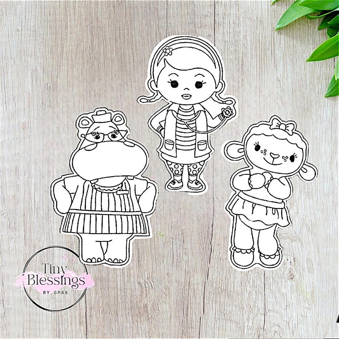 Doc and Friends Reusable Flat Coloring Dolls, Party Favor, Vinyl Doll ...